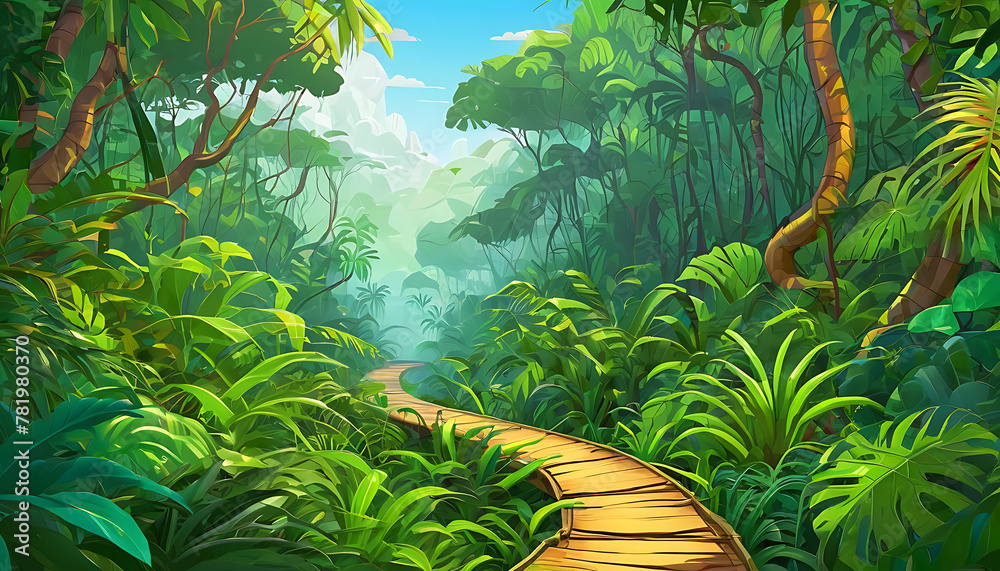 Forest cartoon illustration background images Stock Photo | Adobe Stock
