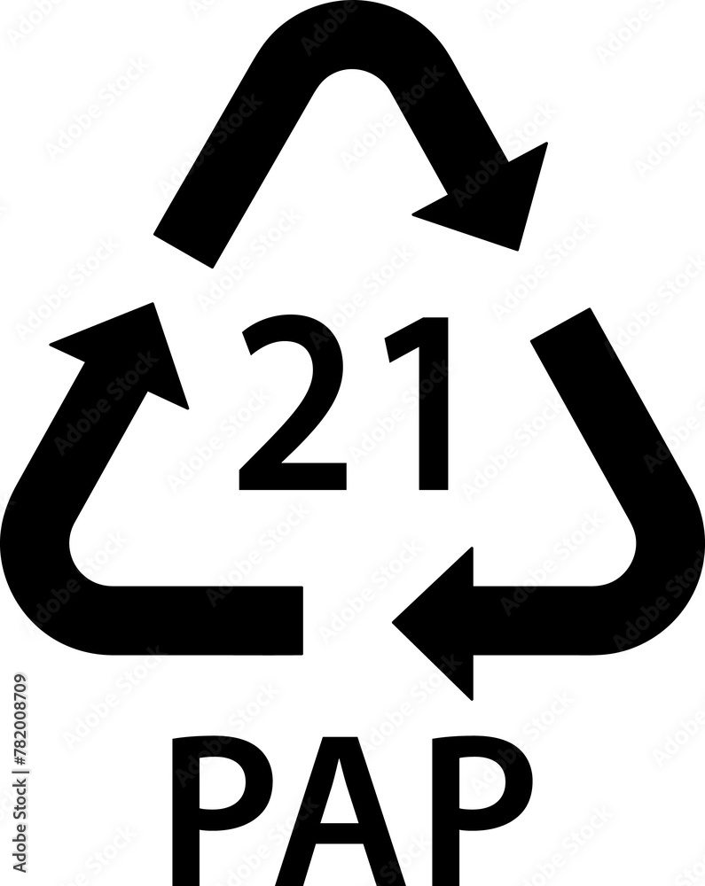 Illustration Stock paper recycling code PAP 21, non-corrugated ...