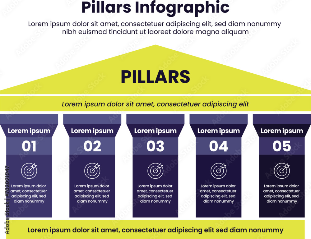 Five pillars Infographic design.infographic 4 point template with ...