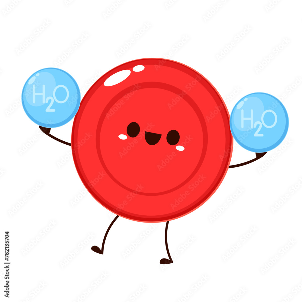 Red Blood Drop And H2O Cartoon Character. Vector Illustration Flat ...