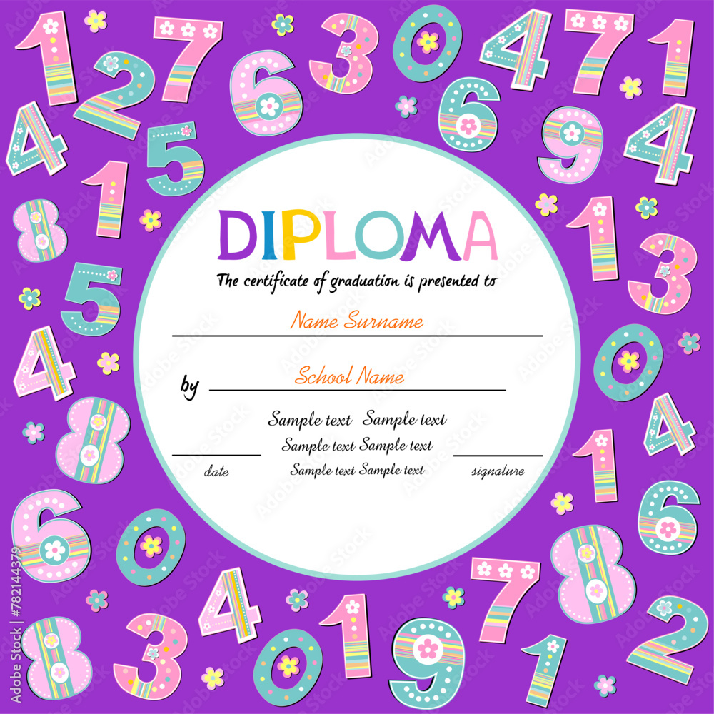 Certificates kindergarten and elementary, Preschool Kids Diploma ...