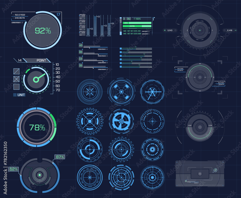 HUD UI for business app. Futuristic user interface HUD and Infographic elements. UI hud ...