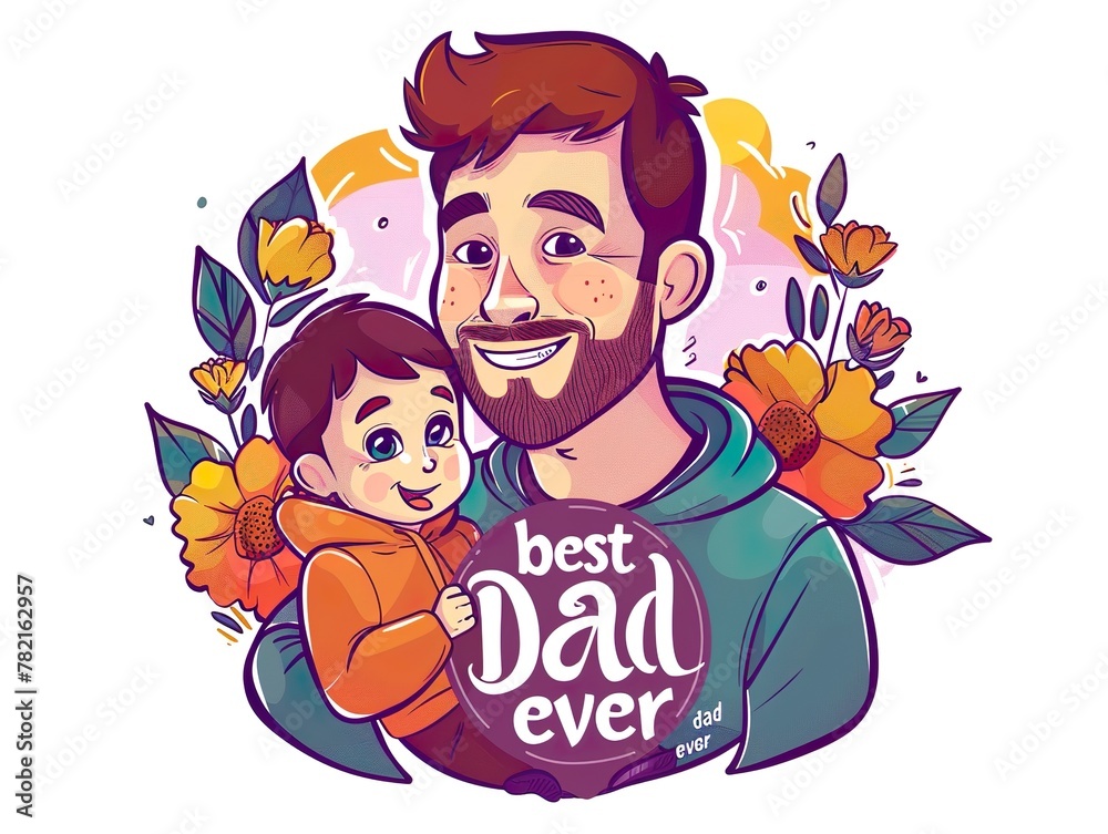 design with the text "best dad ever", vector, a men with his child ...