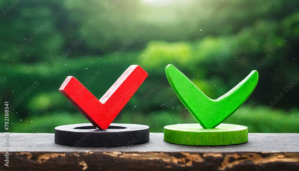 Green check mark, red cross mark icon set. Isolated tick symbols ...