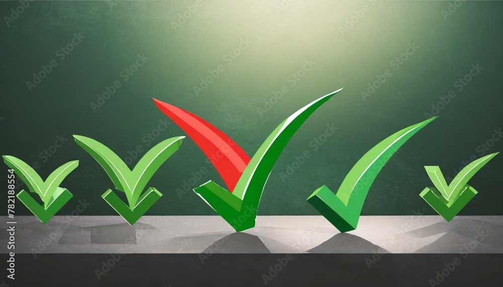 Green check mark, red cross mark icon set. Isolated tick symbols ...