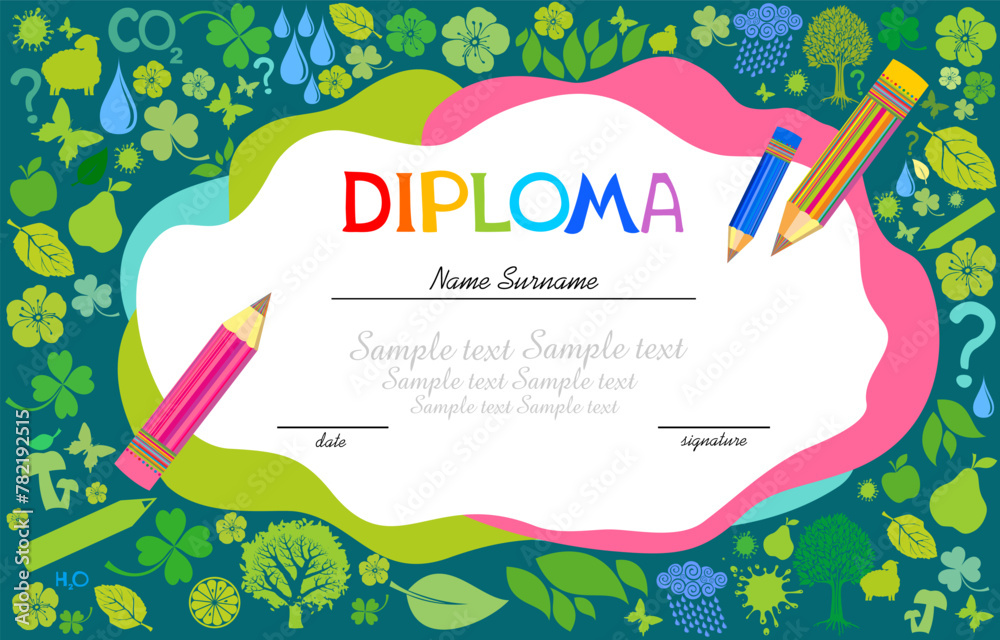 Certificates kindergarten and elementary, Preschool Kids Diploma ...