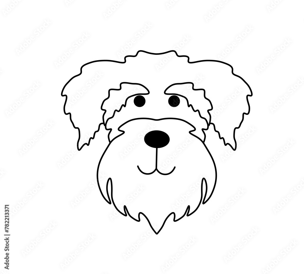 Vector isolated one single Schnauzer dog head face muzzle mask ...