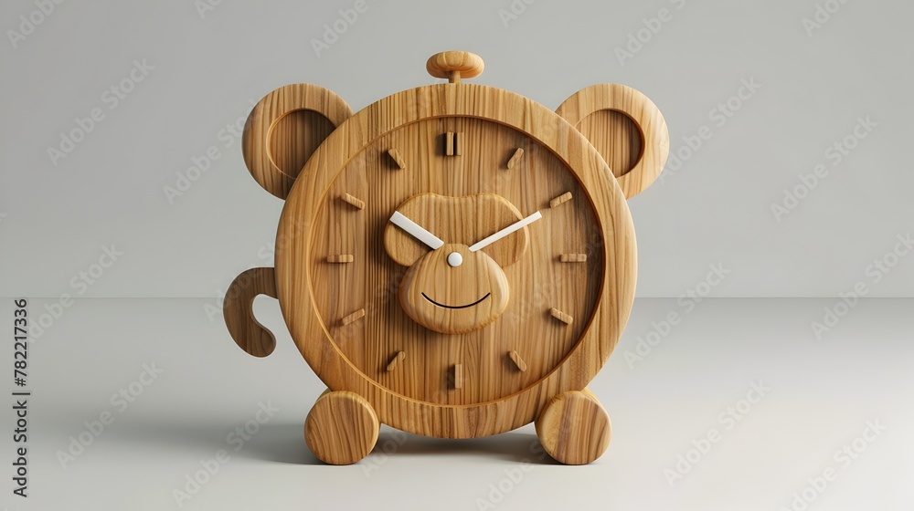 Wooden Monkey-Shaped Analog Clock with Sleek Minimalist Design for Home ...