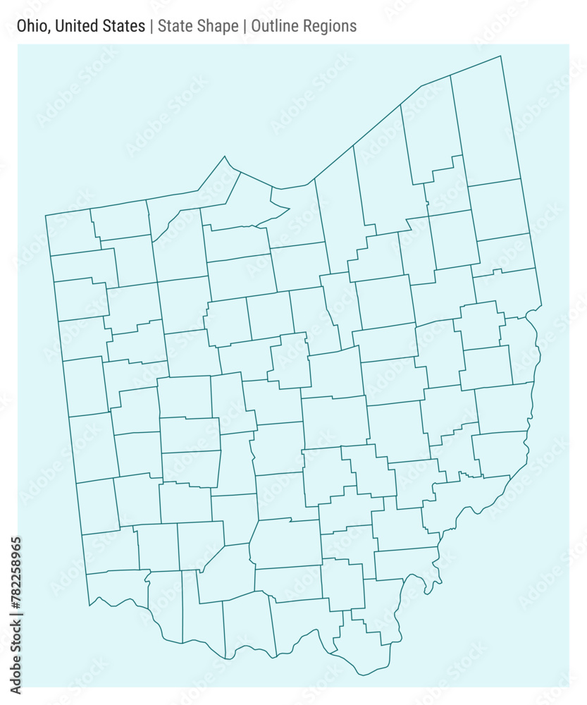 Ohio, United States. Simple vector map. State shape. Outline Regions ...