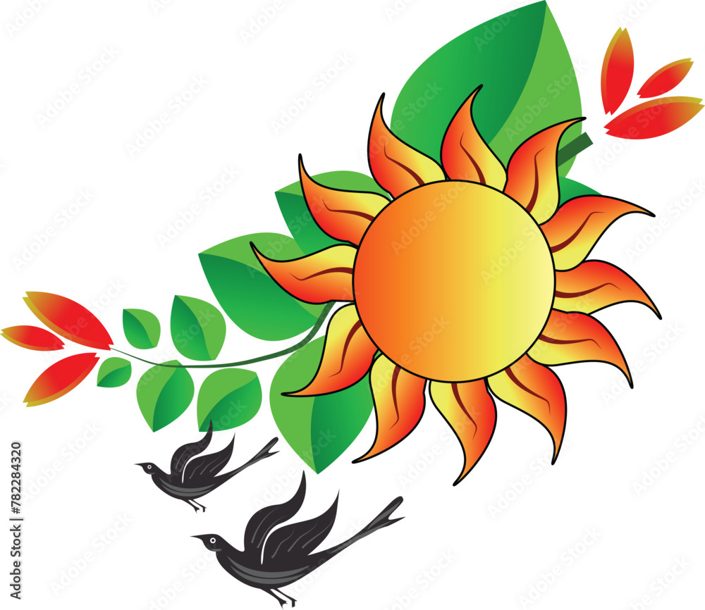 Sri Lankan Traditional Sun Face line art drawing. Sinhala and Tamil New ...