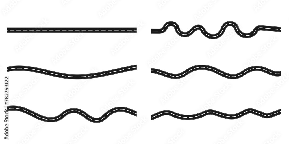 Top view on a curved highway road map. Roadmap diagram, Vector ...