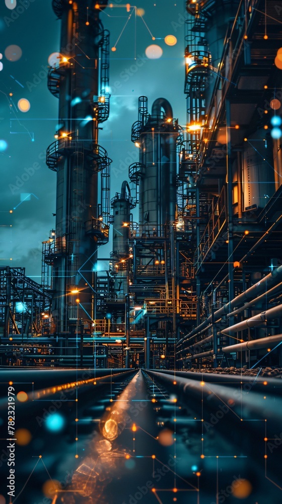 Blue technology concept visualized through the lens of a modern ...