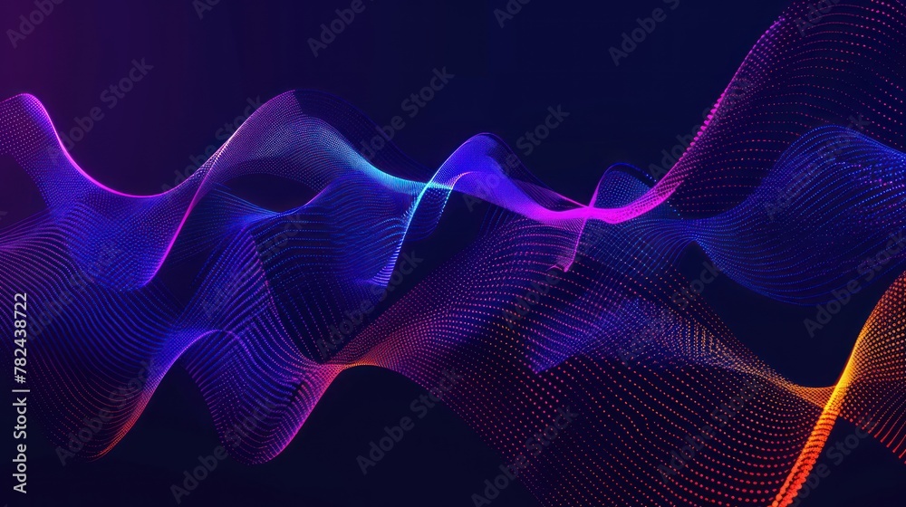 neon waveform, Abstract visualization of big data, business graph ...