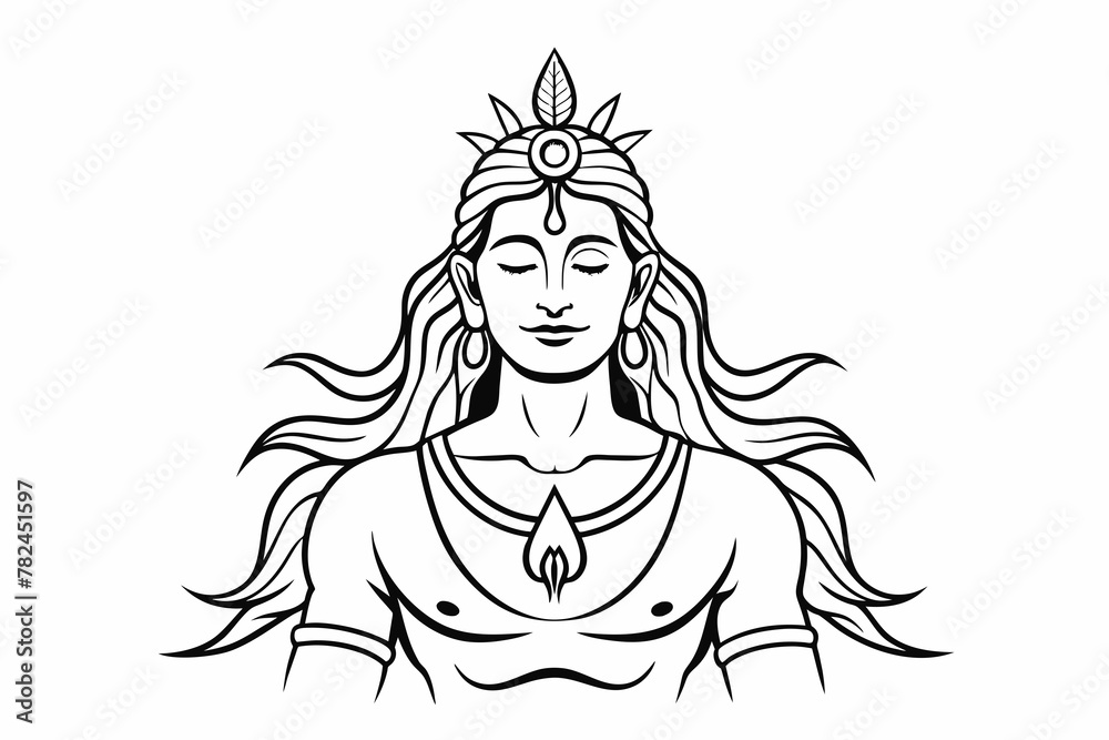 Lord Shiva simpllord Shiva simple outline an white background Stock ...