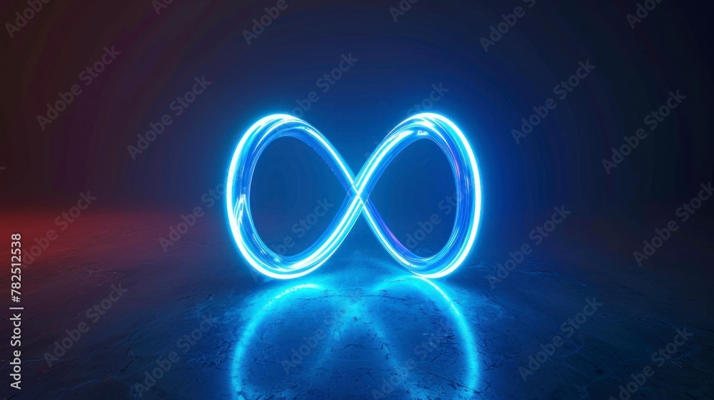 infinity design in 3d neon blue color in high resolution Stock ...