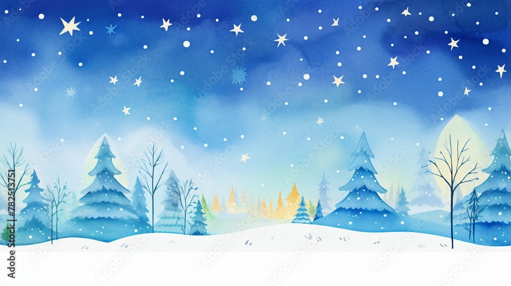 Winter Solstice, Longest night, starry sky, deep blues, cartoon drawing ...