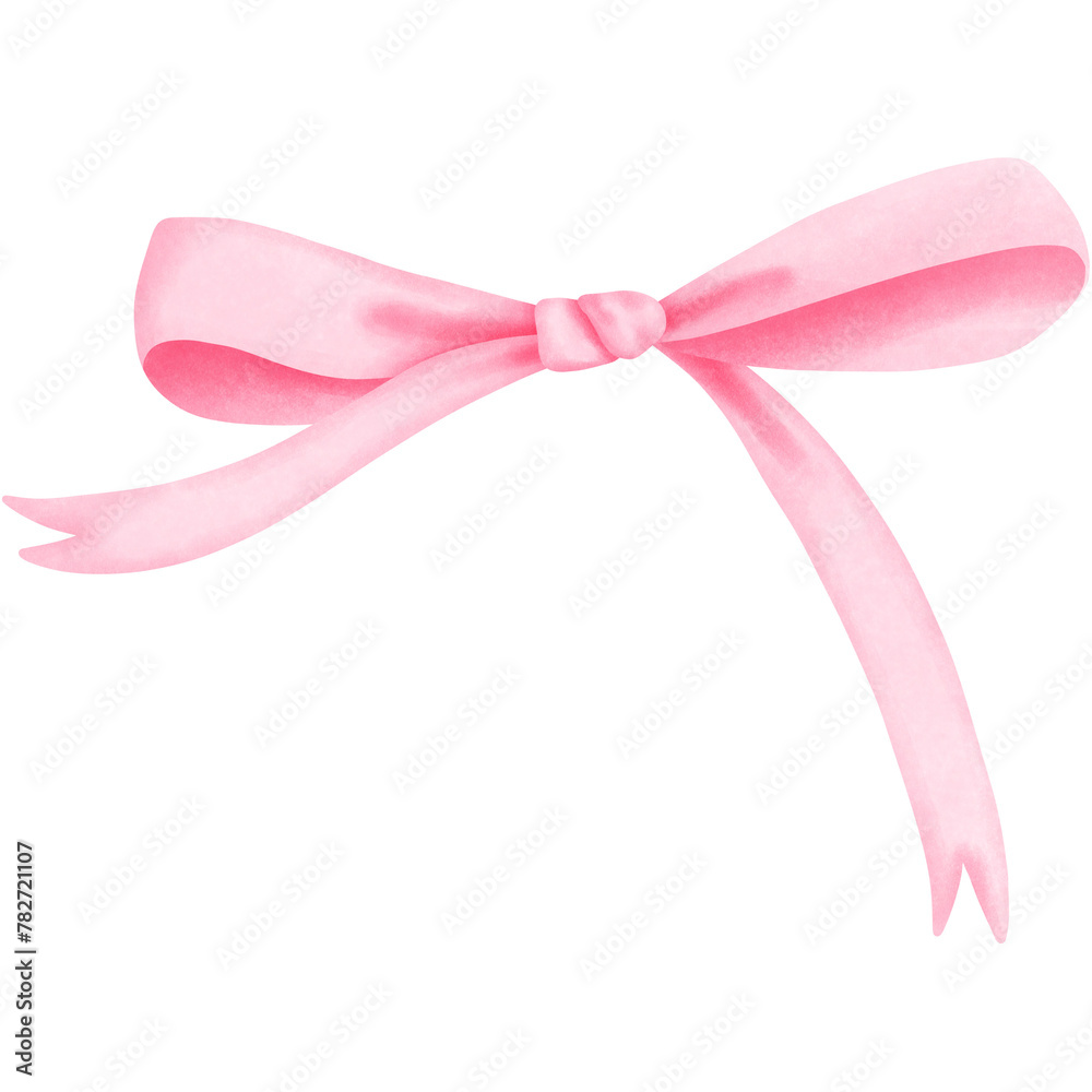 Pink coquette ribbon bow clipart, Aesthetic watercolor illustration ...