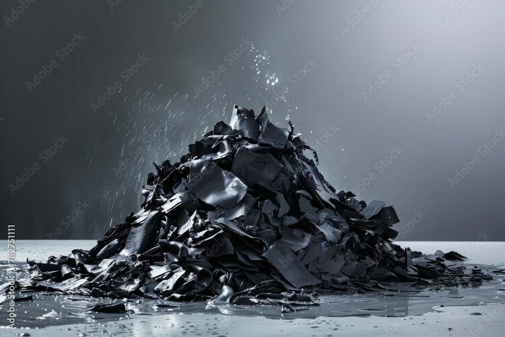 Pile of Shaved Rubber Dissolving Into Pristine Water Source Signifying ...