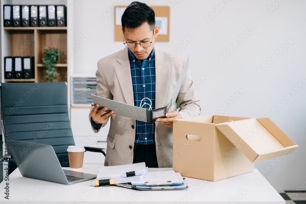 Happy and excited young beautiful Asian woman office worker celebrating ...