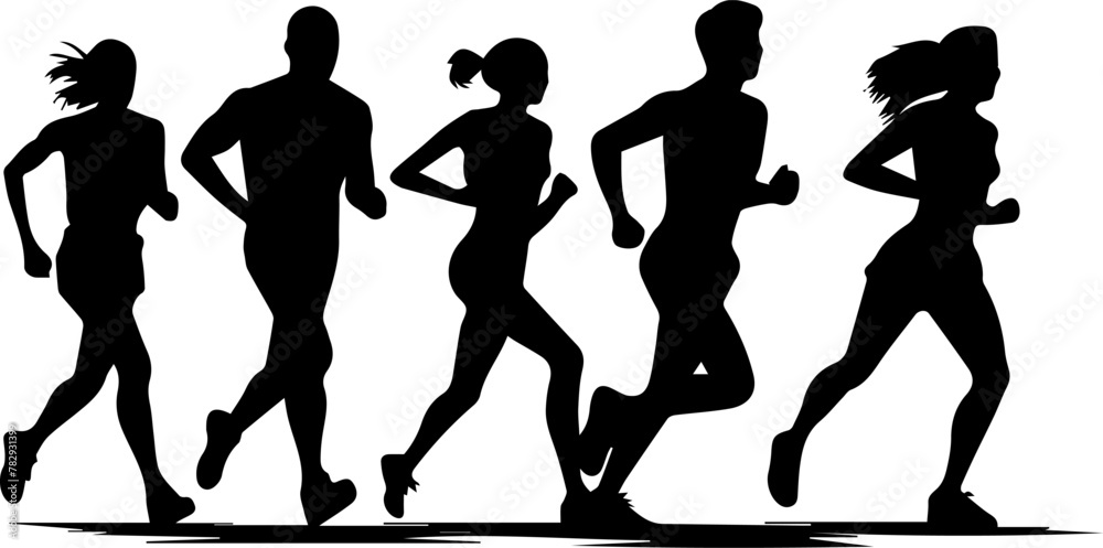 people running silhouettes vector illustration Stock Vector | Adobe Stock