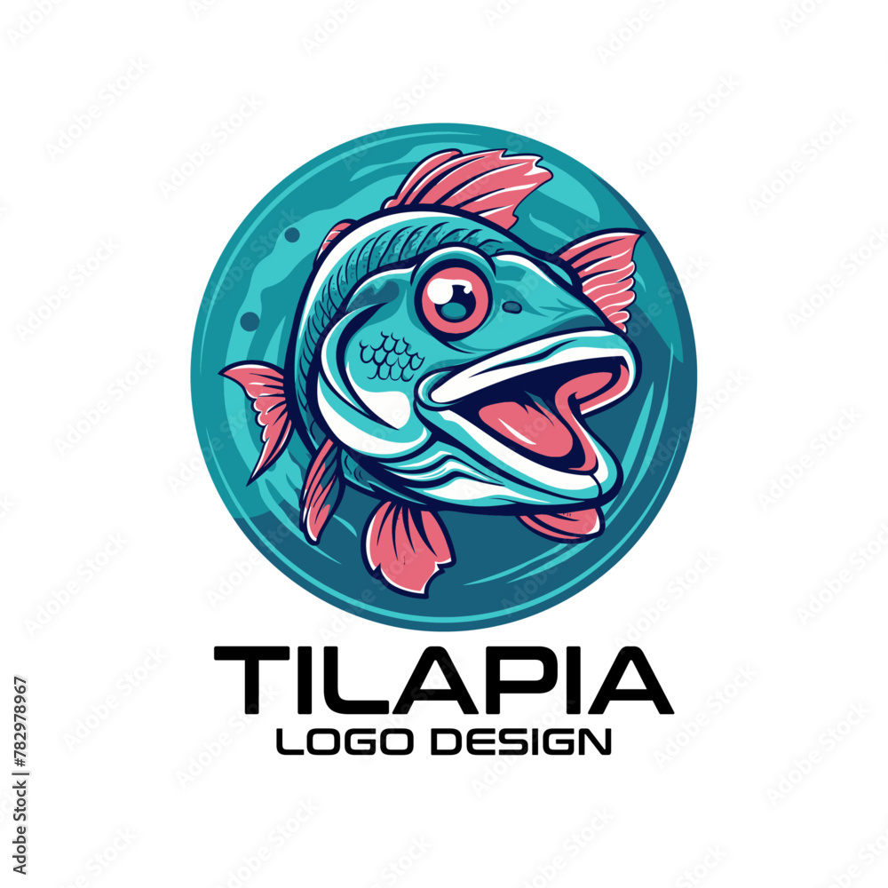 Tilapia Vector Cartoon Logo Design Stock Vector | Adobe Stock