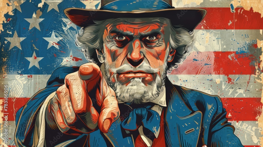 Uncle Sam, the Iconic Symbol of America: Illustration of an Elderly Man ...