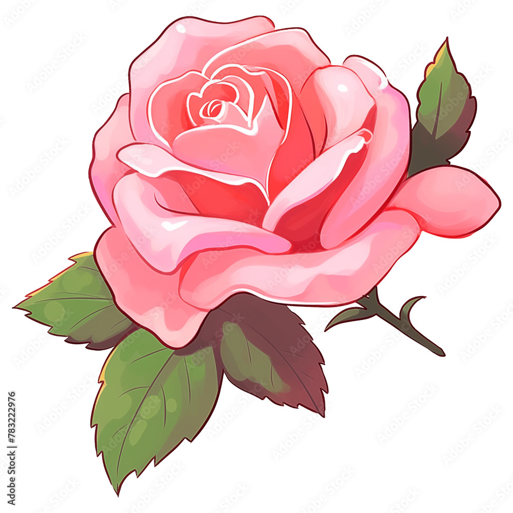 beautiful flower illust drawing pink rose on PNG image with transparent ...