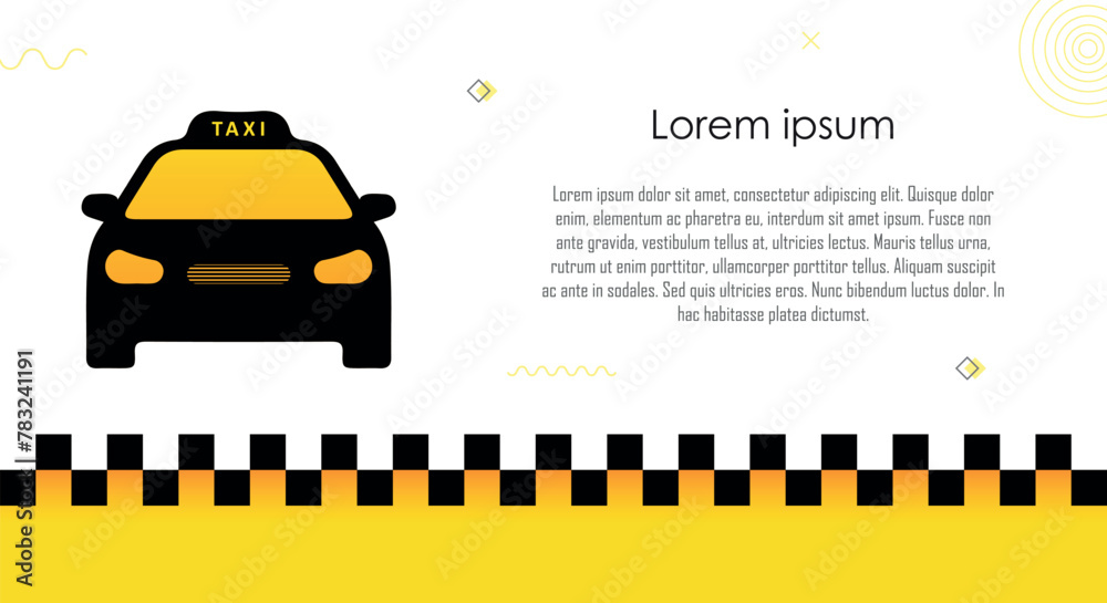 Car sign black and yellow, taxi logo, cab service, vehicle rent, banner ...