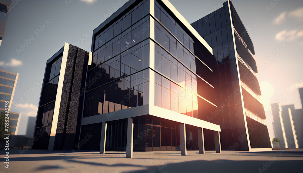 Modern office building concept 3d rendering closeup background. Modern ...