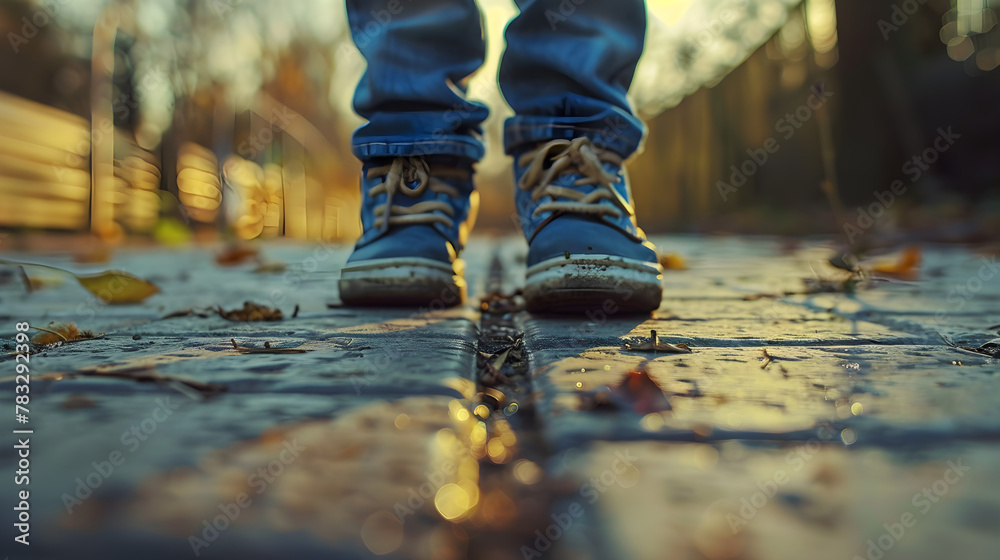 A picture showing the footsteps of a child with autism, highlighting ...