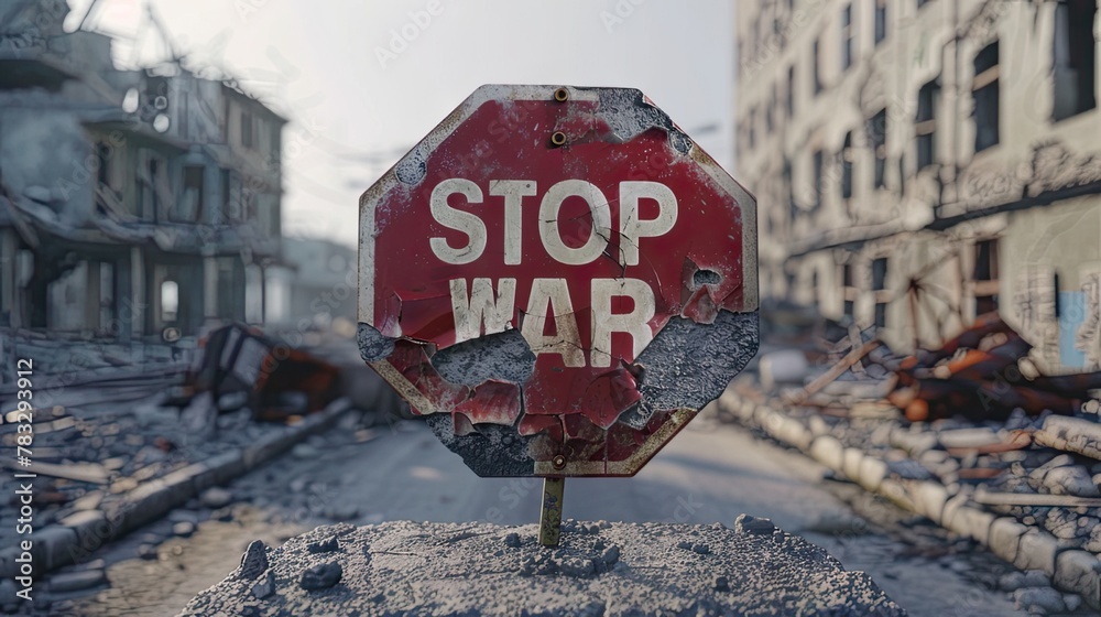 Behold the road sign 'STOP WAR' amidst destruction, a plea for humanity ...