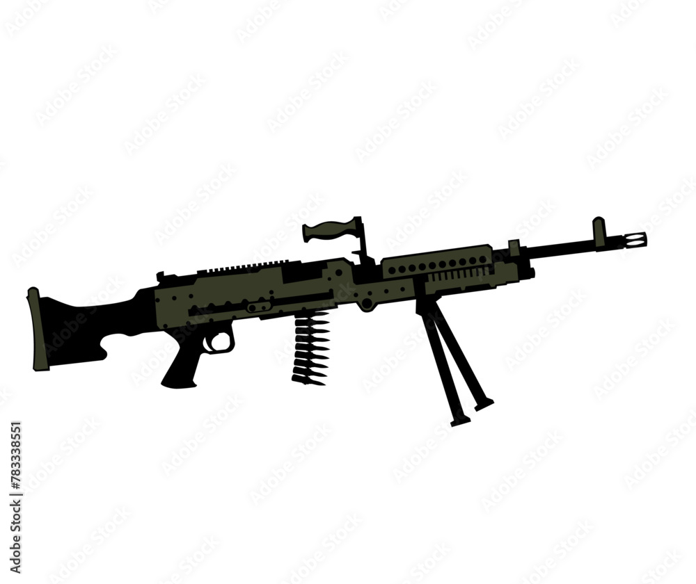 Infantry weapons. M240 FN MAG general purpose machine gun. Isolated ...