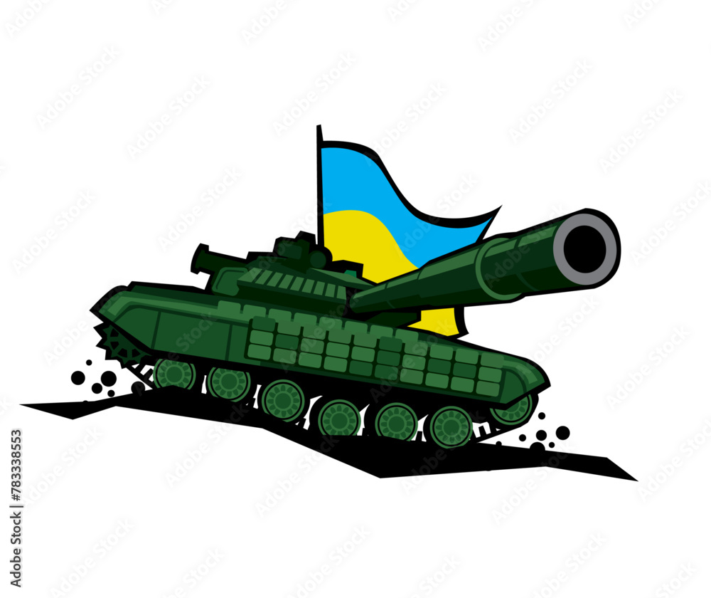 Ukrainian army T-64 main battle tank. Isolated. Vector image for prints ...