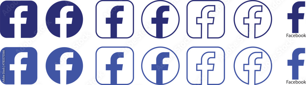 Facebook logo set isolated on white background. Social media icons ...