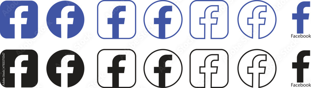 Facebook logo set isolated on white background. Social media icons ...