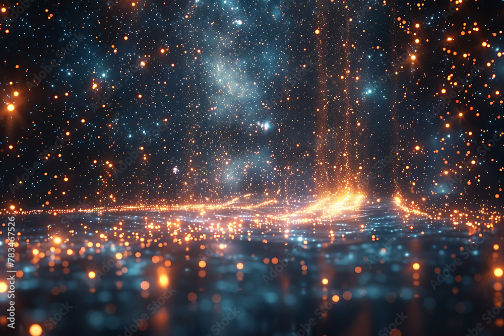 A mesmerizing starfall with falling stars streaking across the night ...
