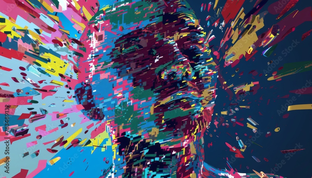 Illustrate a thought-provoking pixel art piece symbolizing survival ...