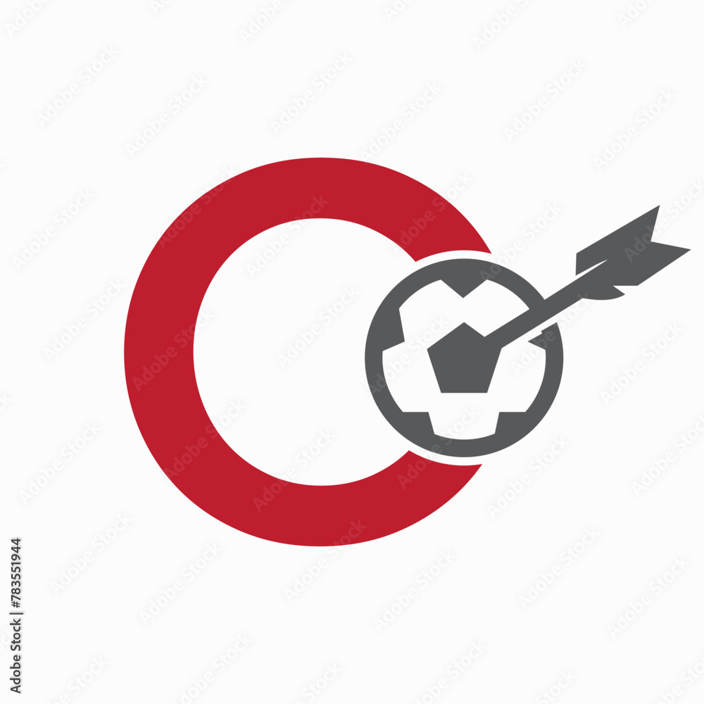 Letter O Football Logo and Target Arrow Symbol. Soccer Sign Stock ...
