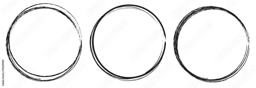 vector brush strokes circles of paint on white background. Ink hand ...