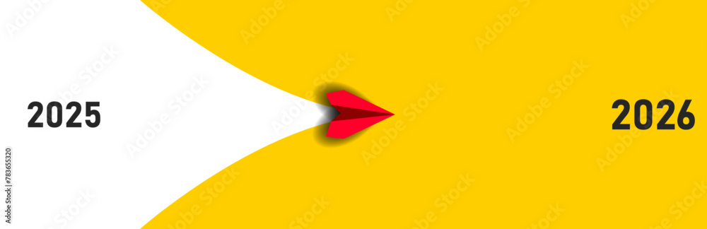2025 NEW YEAR. Red plane going towards target, plan, action.2025 annual ...