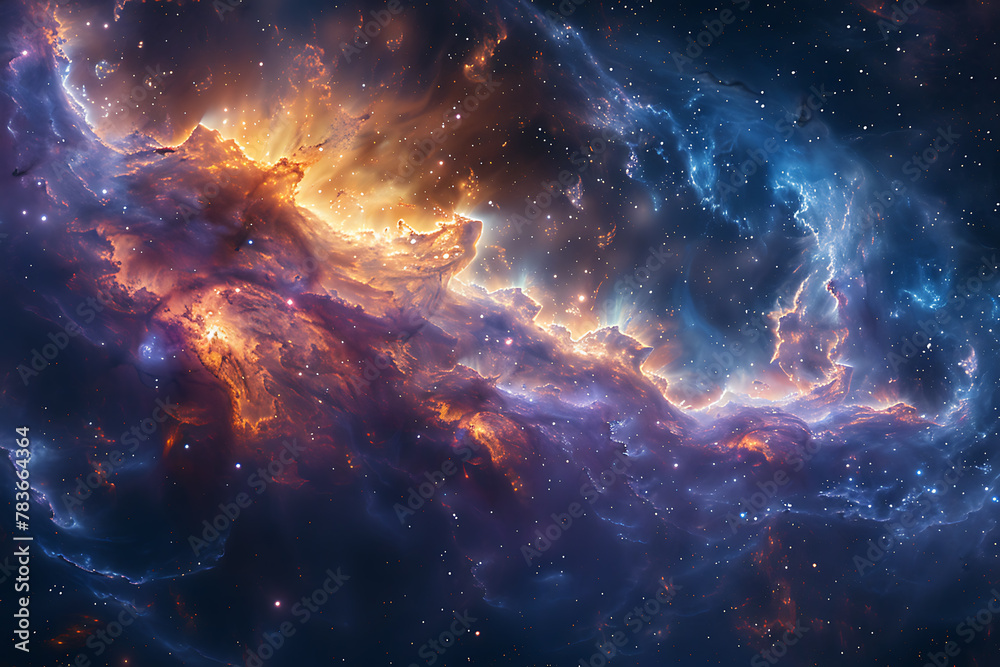 Vibrant digital rendering of deep space featuring a mesmerizing nebula ...