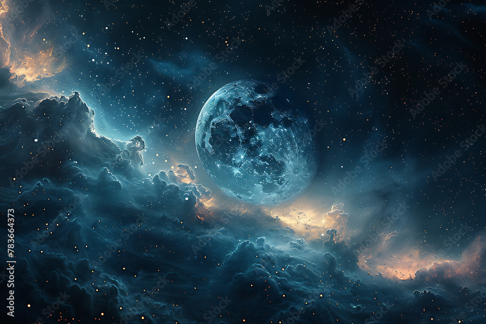 Vibrant digital rendering of deep space featuring a mesmerizing nebula ...