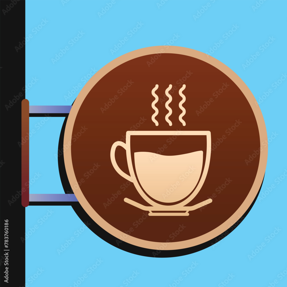 Coffee or tea cup for cafe brown signage board vector illustration ...