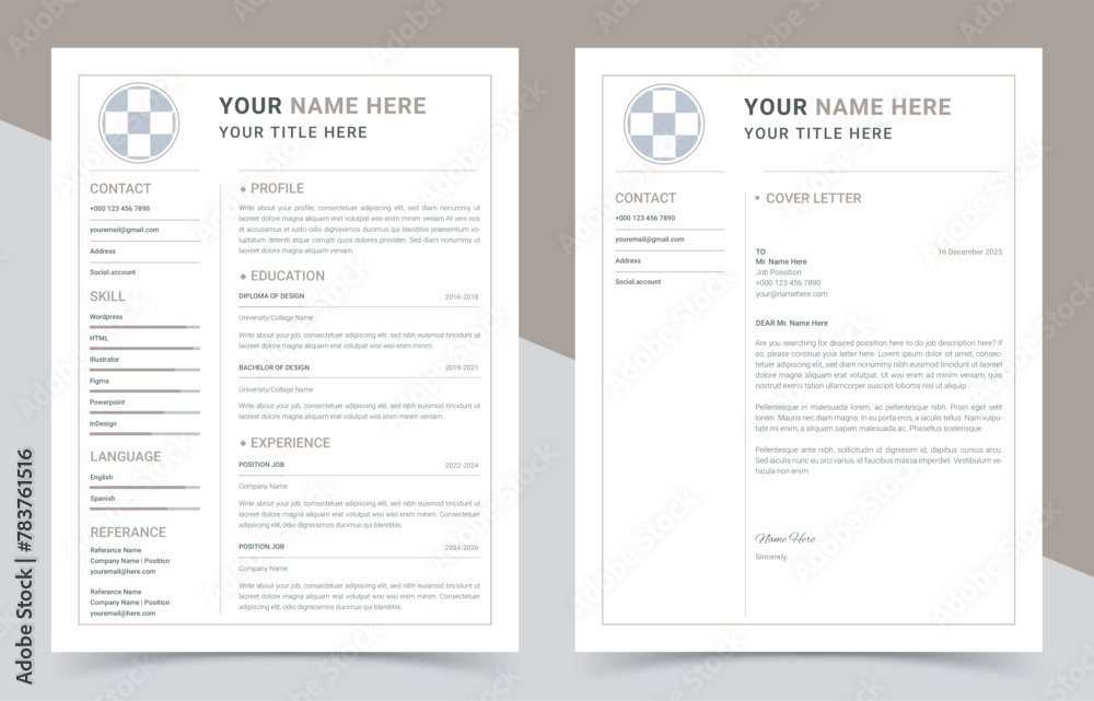 Modern professional CV resume template design with nice typography ...