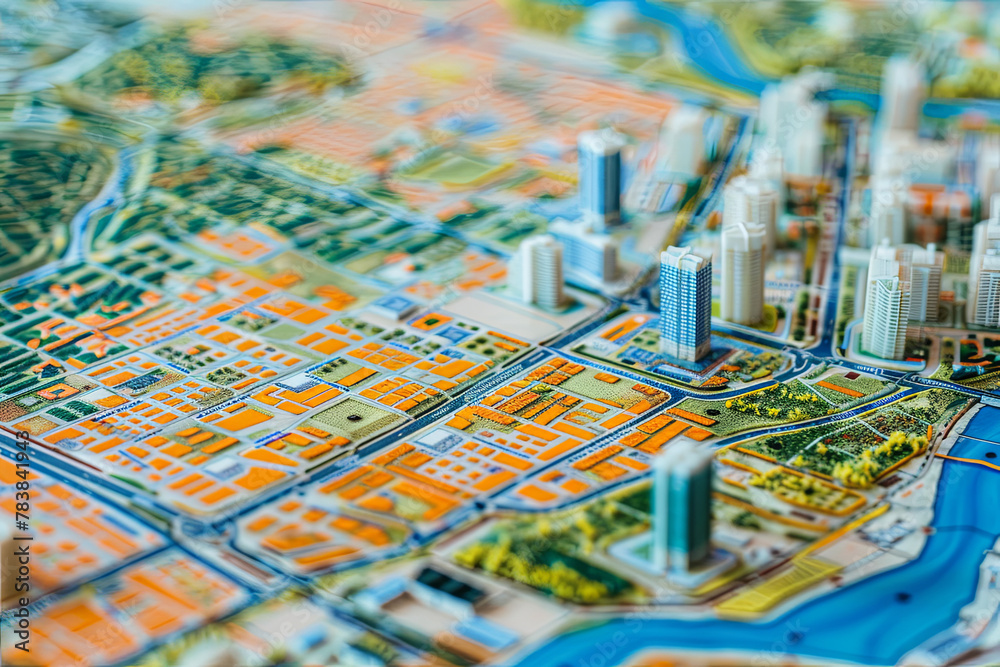 cadastral map and general urban plan with cadastral parcels, urban ...