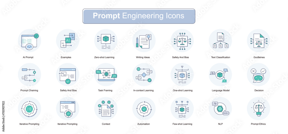 Optimizing Prompt Engineering. Icons for Ai prompt, in context learning ...