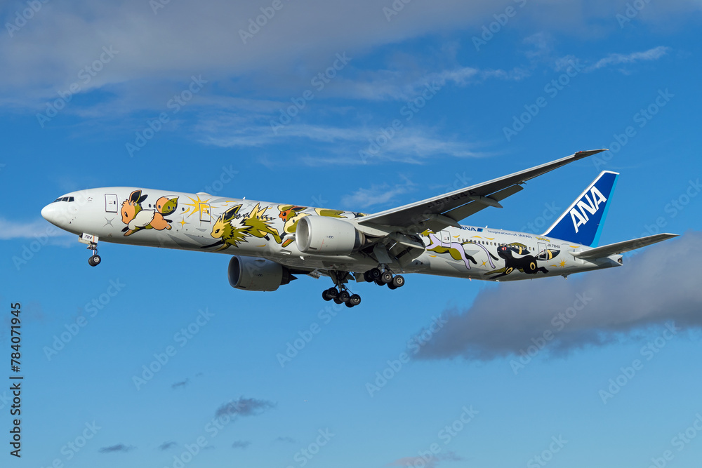 ANA All Nippon Airways Boeing 777-381 Pokémon Livery landing at ...