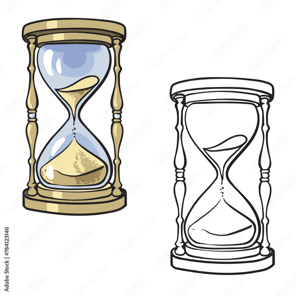 hourglass drawing vector illustrations. simple design outline style ...