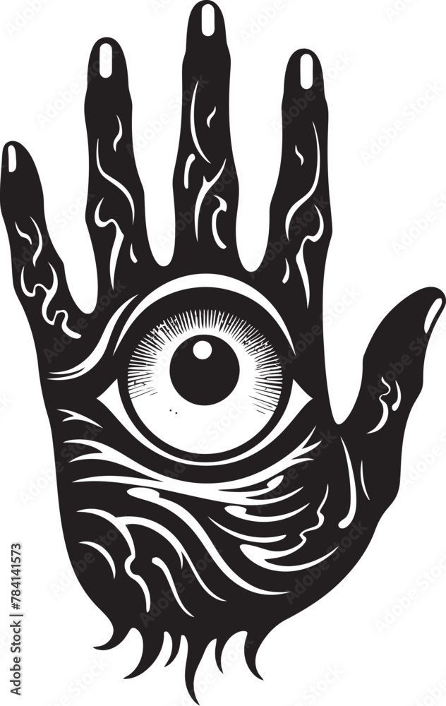 Dark Delusion Devil Hand Holding Eyeball Symbol Sinister Sight Demons ...