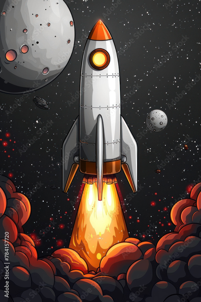 Cartoon rocket Royalty Free Vector Image Stock Illustration | Adobe Stock